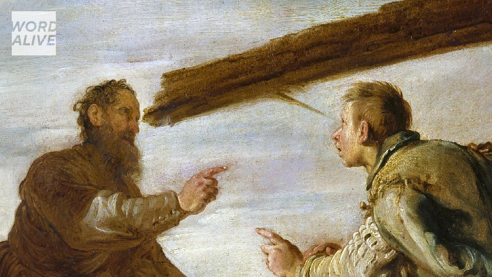 What does Christ mean by having a stick in her eye?